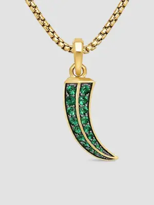 David Yurman Roman Claw Amulet In 18k Yellow Gold - Emerald