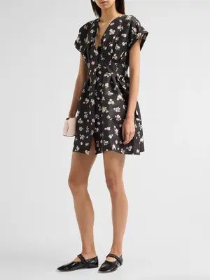KIKA VARGAS Billie Floral Taffeta Fit & Flare Minidress