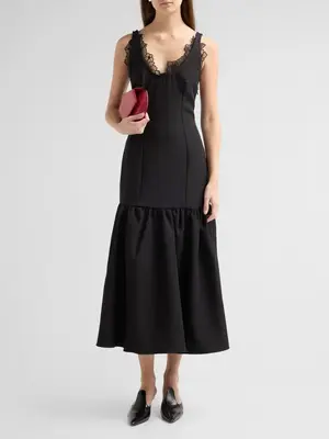 KIKA VARGAS Annalie Crêpe Lace-trimmed Midi Dress