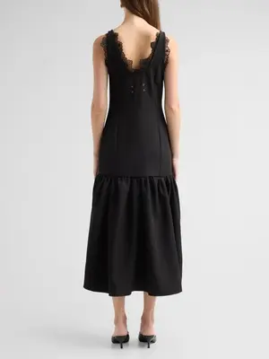 KIKA VARGAS Annalie Crêpe Lace-trimmed Midi Dress