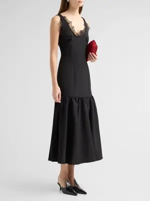 KIKA VARGAS Annalie Crêpe Lace-trimmed Midi Dress