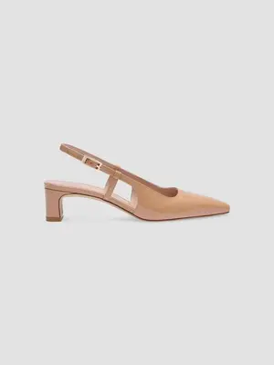 STUART WEITZMAN Baby Babette 40mm Patent Leather Slingback Pumps - Adobe