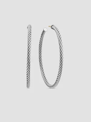 David Yurman Cable Hoop Earrings In Sterling 2in