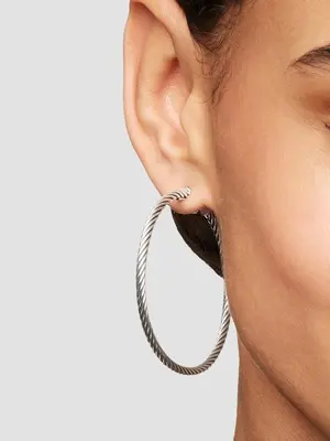 David Yurman Cable Hoop Earrings In Sterling 2in