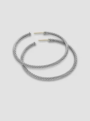 David Yurman Cable Hoop Earrings In Sterling 2in