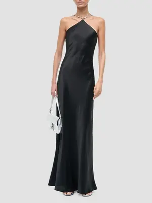 Staud Cadence Chain-strap Satin Maxi Dress