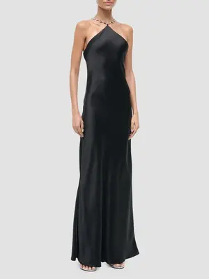 Staud Cadence Chain-strap Satin Maxi Dress