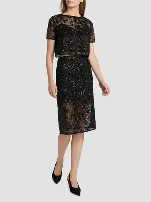 KIKA VARGAS Kana Sequined Floral Lace Top