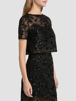 KIKA VARGAS Kana Sequined Floral Lace Top