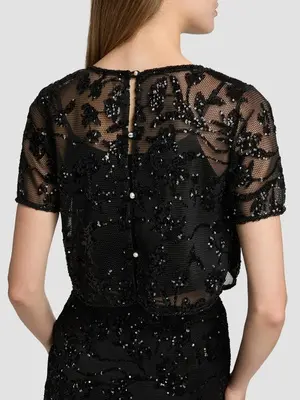 KIKA VARGAS Kana Sequined Floral Lace Top