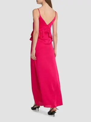 KIKA VARGAS Bel Ruffled Satin Maxi Dress