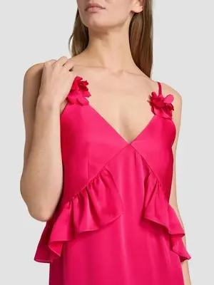 KIKA VARGAS Bel Ruffled Satin Maxi Dress