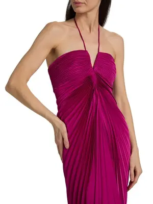 AMUR Ionea Pleated Halterneck Gown - Nectar