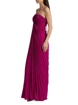AMUR Ionea Pleated Halterneck Gown - Nectar