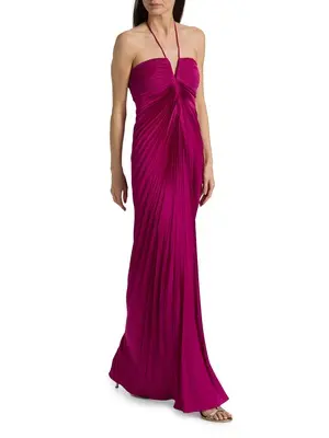 AMUR Ionea Pleated Halterneck Gown - Nectar