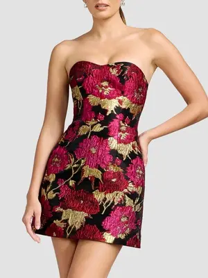 Dress The Population Juna Brocade Strapless Mini Dress