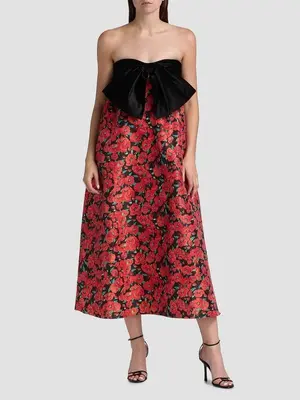 KIKA VARGAS Charlotta Poppies Bow Cocktail Dress