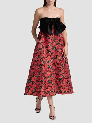 KIKA VARGAS Charlotta Poppies Bow Cocktail Dress