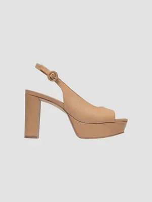 Bernardo Vega Peep Toe Platform Pumps - Dune