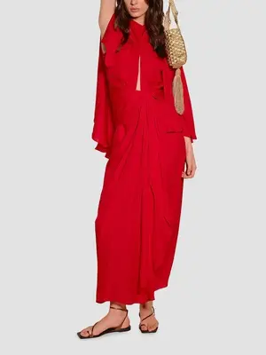 Johanna Ortiz Micaela Cape Town Silk Capelet Maxi Dress