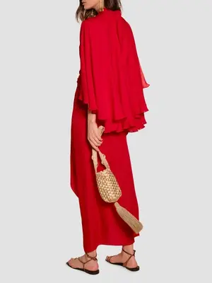 Johanna Ortiz Micaela Cape Town Silk Capelet Maxi Dress