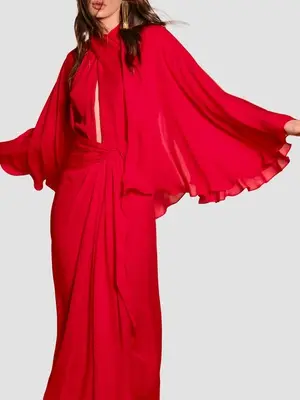 Johanna Ortiz Micaela Cape Town Silk Capelet Maxi Dress
