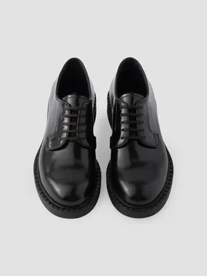 Prada Chocolate Brushed Leather Derby Shoes