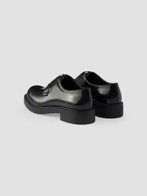 Prada Chocolate Brushed Leather Derby Shoes