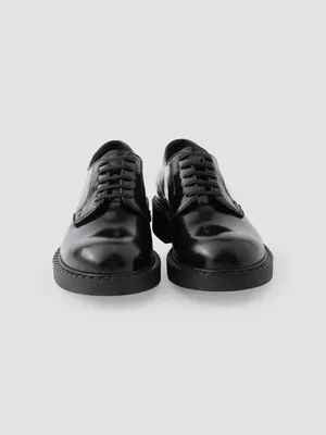Prada Chocolate Brushed Leather Derby Shoes