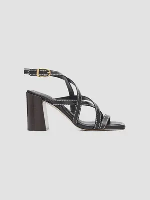 STUART WEITZMAN Park Block 85mm Leather Strappy Sandals - Black
