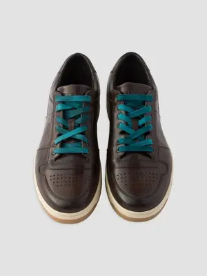Prada Downtown Aged Leather Sneakers - Brown