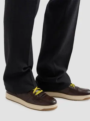Prada Downtown Aged Leather Sneakers - Brown