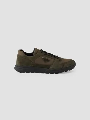 Prada Prax Suede And Re-nylon Sneakers - Green