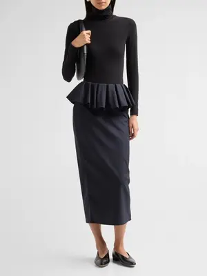 KIKA VARGAS Zhao Peplum Pencil Midi-skirt
