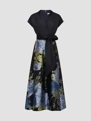 KAY UNGER Samira Metallic Floral Gown - Dark Twilight Multi