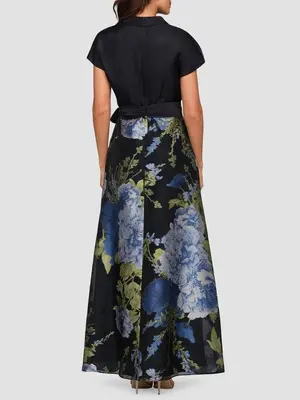 KAY UNGER Samira Metallic Floral Gown