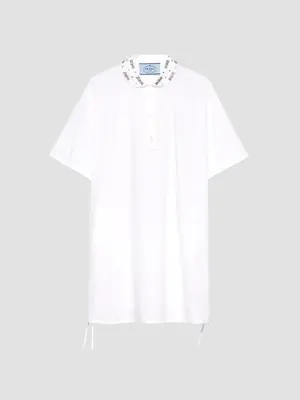 Prada Embroidered Poplin Mini-dress - White