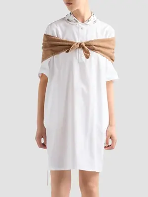 Prada Embroidered Poplin Mini-dress - White