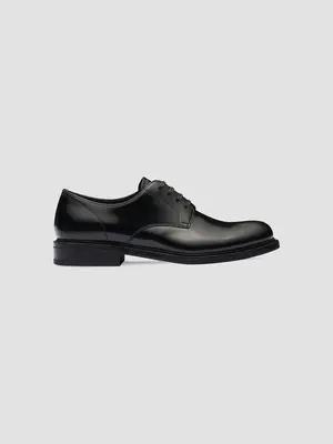 Prada Brushed Leather Lace-up Shoes - Black