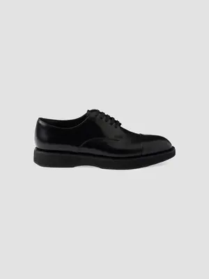 Prada Brushed Leather Lace-up Shoes - Black