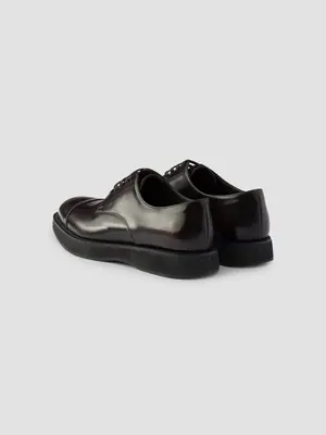 Prada Brushed Leather Lace-up Shoes - Brown