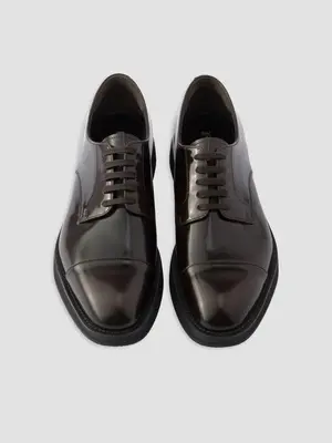 Prada Brushed Leather Lace-up Shoes - Brown