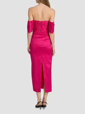 KIKA VARGAS Adele Taffeta Off-the-shoulder Midi-dress