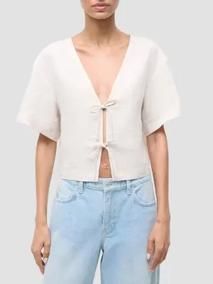 Staud Ava Linen Crop Top
