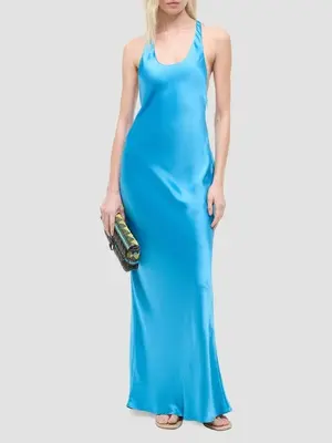 Staud Juanita Racerback Bias Satin Maxi Dress