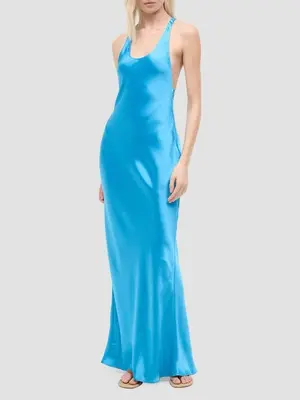 Staud Juanita Racerback Bias Satin Maxi Dress