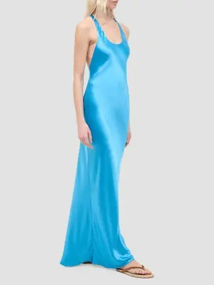 Staud Juanita Racerback Bias Satin Maxi Dress