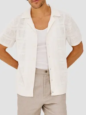 Rails Yates Cotton-linen Knit Camp Shirt