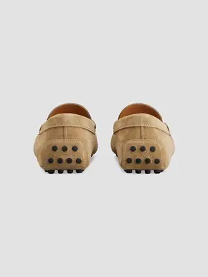 TOD'S Mocassino Gommino Suede Driving Loafers - Light Beige