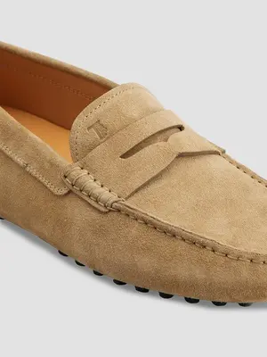 TOD'S Mocassino Gommino Suede Driving Loafers - Light Beige